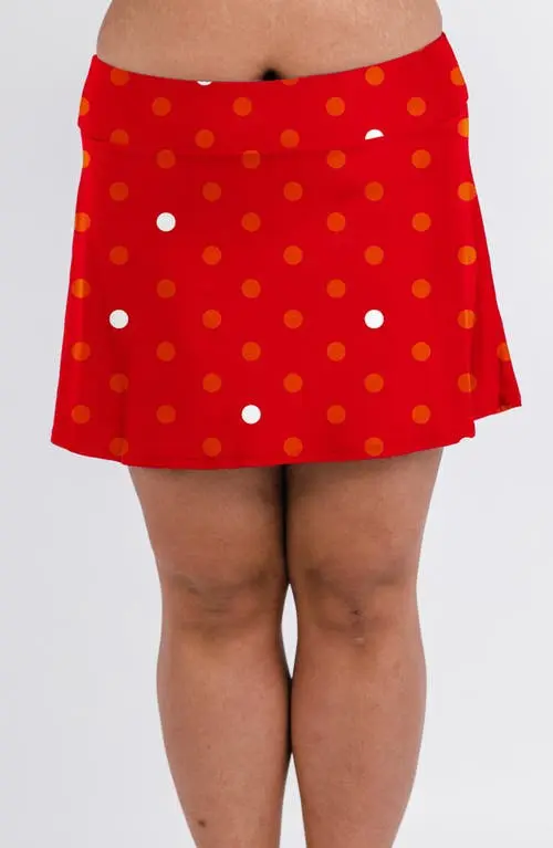 CALYPSA Short Swim Skort With Built-in Shorts - Dotty Pattern