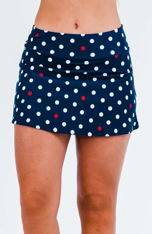 CALYPSA Short Swim Skort With Built-in Shorts - Spotty