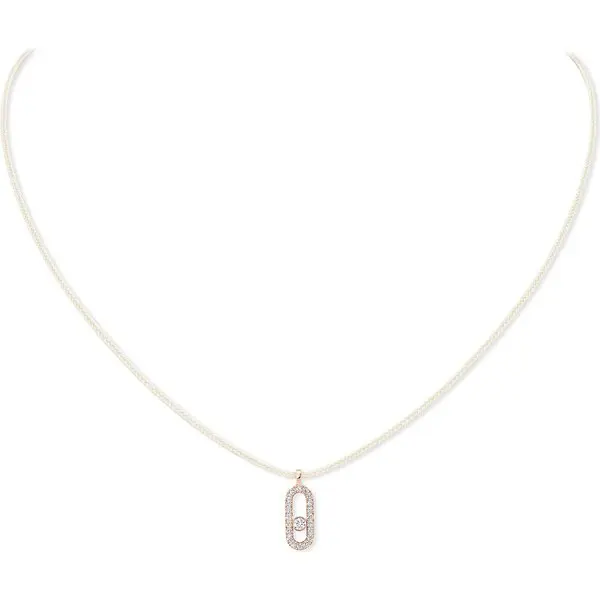 Messika Care Diamond Pavé Pendant Cord Necklace - Pink Gold