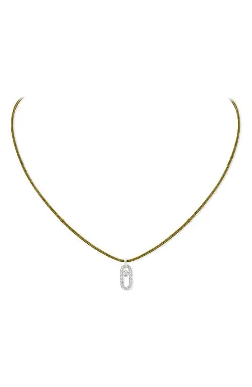 Messika Care Diamond Pavé Pendant Cord Necklace - White Gold