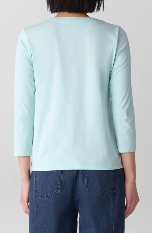 Eileen Fisher Organic Cotton Three-quarter Sleeve Top - Arctic Blue
