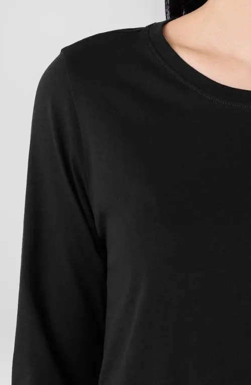 Eileen Fisher Organic Cotton Three-quarter Sleeve Top - Black
