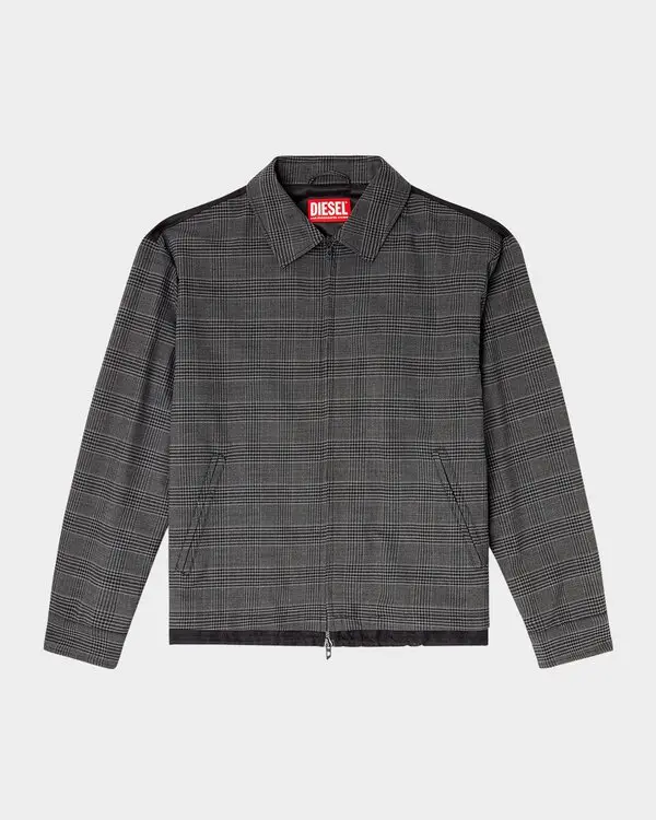 Diesel J-ting Satin And Prince Of Wales Full-zip Coach Jacket - Deep/black