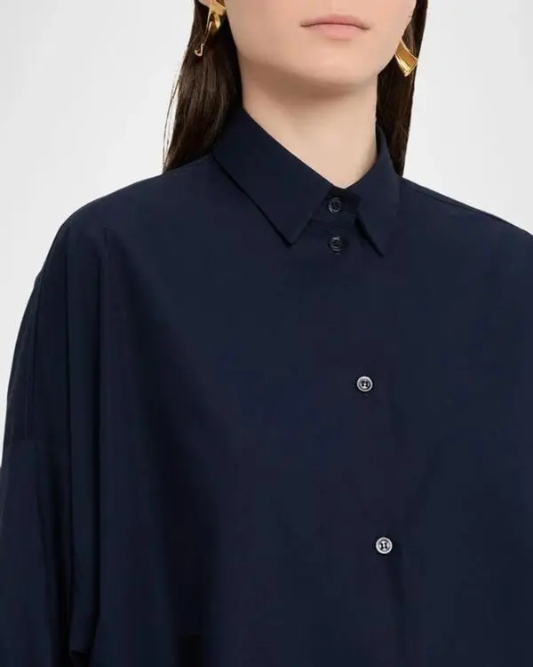 Emporio Armani Cotton Poplin Button-down Shirt - Navy
