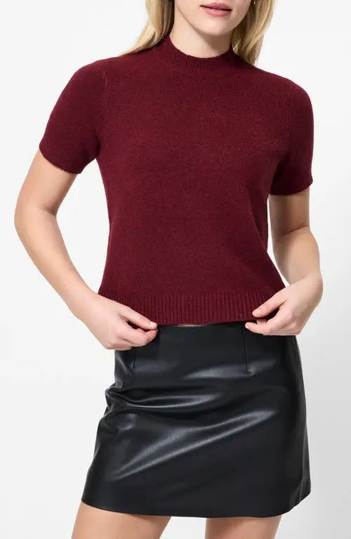 French Connection Vhari Short Sleeve Crop Sweater - Cabernet