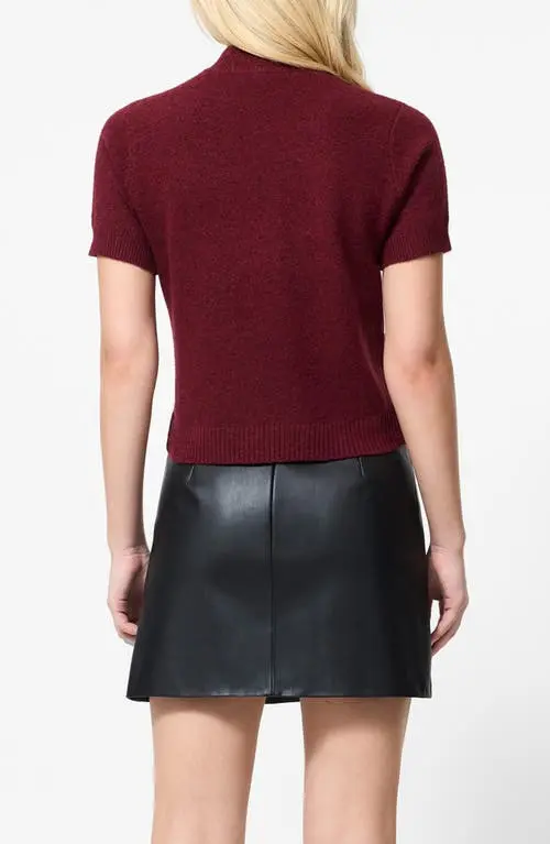 French Connection Vhari Short Sleeve Crop Sweater - Cabernet