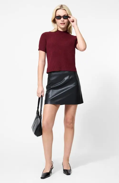 French Connection Vhari Short Sleeve Crop Sweater - Cabernet