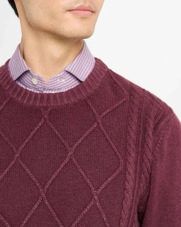 Kiton Cashmere Diamond Cable Crewneck Sweater
