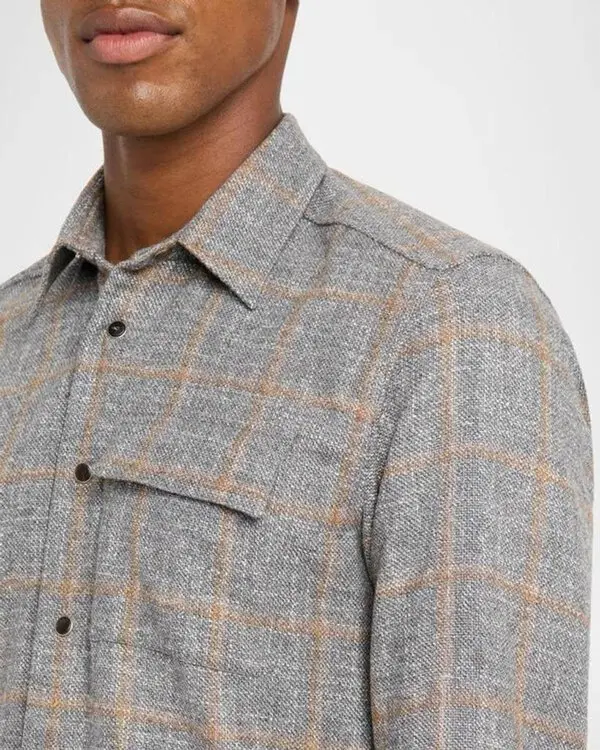 Kiton Apos;s Windowpane Snap-front Overshirt