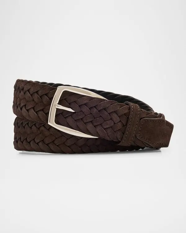 Brioni Woven Leather Belt - Brown