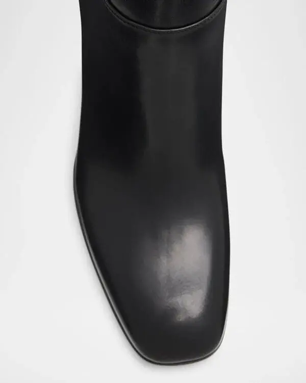 Saint Laurent Sulpice Smooth Leather Booties - Nero