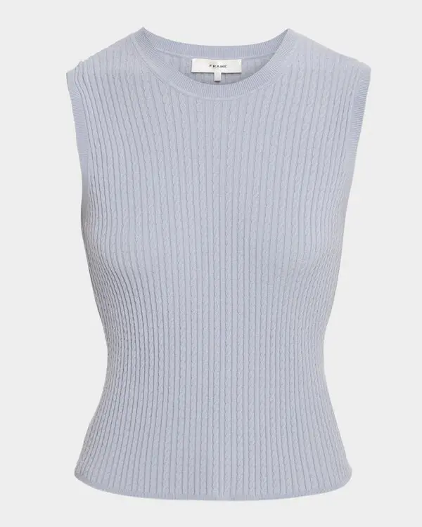 FRAME The Fine Cable-knit Sleeveless Top