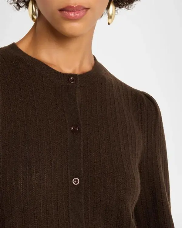 FRAME The Ladder Pointelle Cashmere Cardigan
