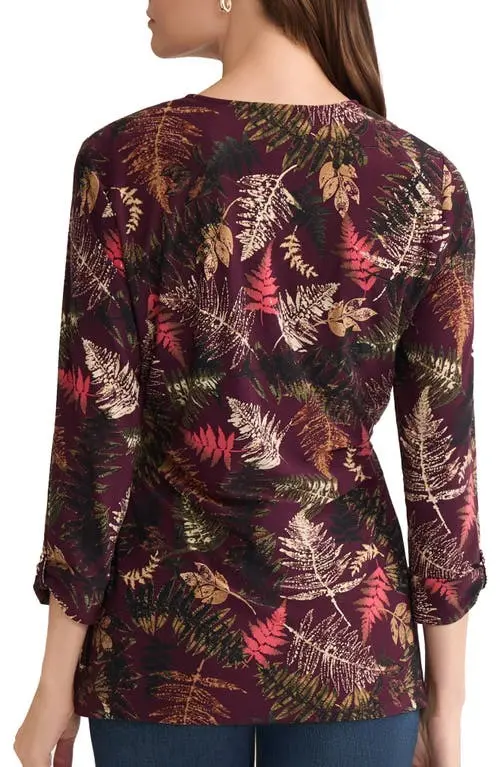Jones New York Leaf Print Wrap Top