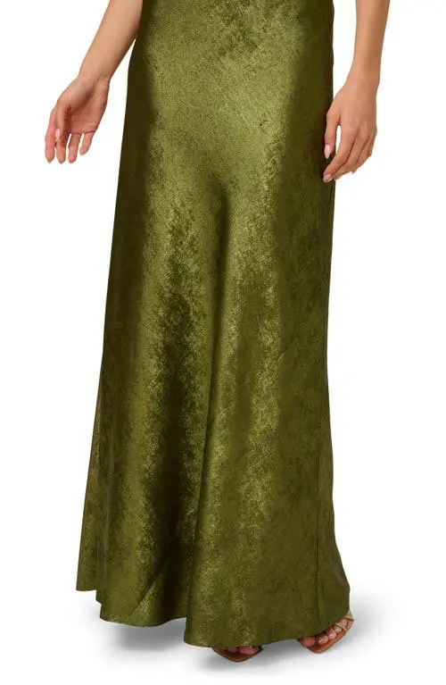 Adrianna Papell Cowl Neck Foil Gown - Dark Olive | Editorialist