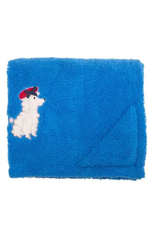 MIMISH Poodles Reversible Fleece Baby Blanket - Brilliant Blue