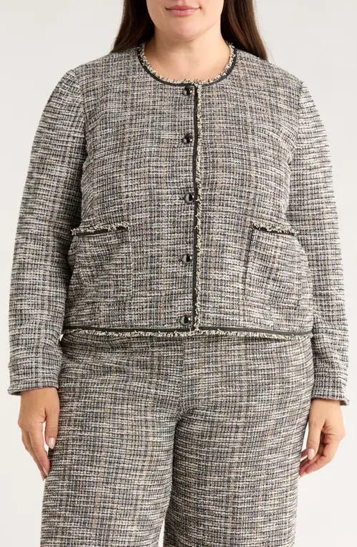 Lyssé Collarless Stretch Tweed Jacket