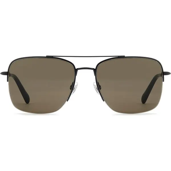 Fossil 57mm Rectangular Sunglasses - Matte Black/brown