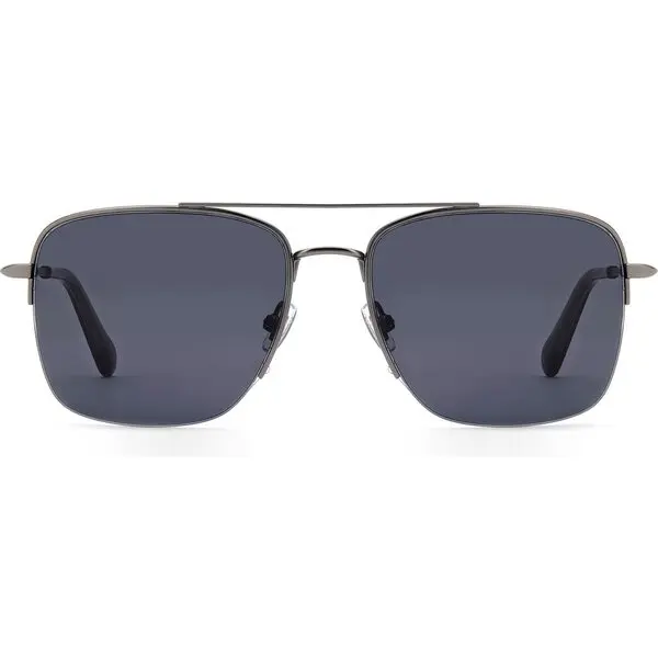 Fossil 57mm Rectangular Sunglasses - Matte Dark Ruthenium/grey