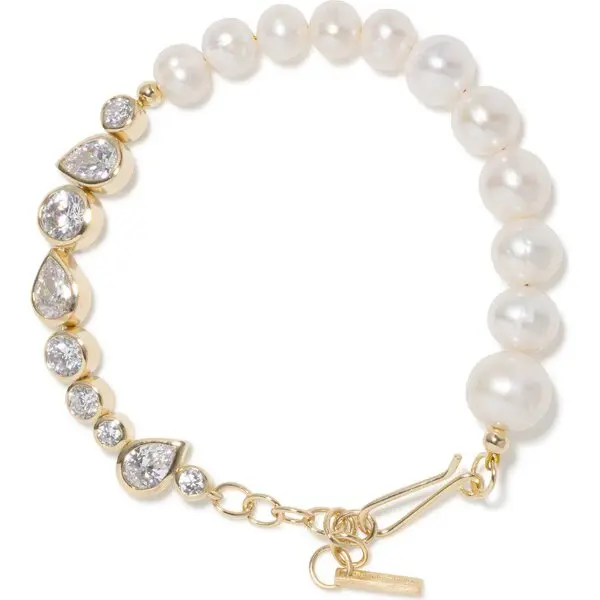Completedworks Freshwater Pearl & Cubic Zirconia Bracelet - 18ct Gold Plated