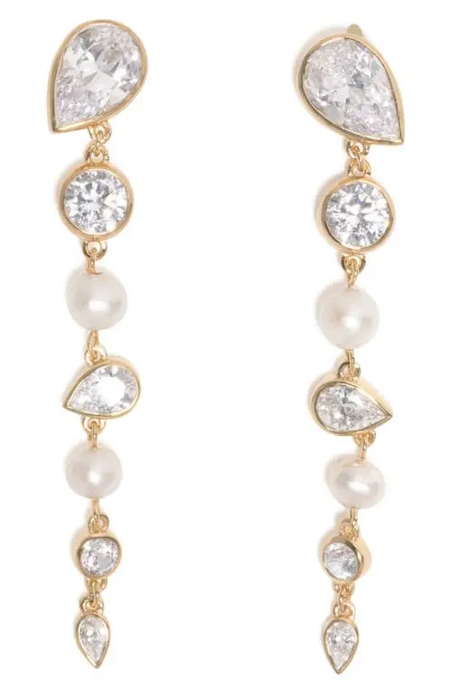 Completedworks Freshwater Pearl And Cubic Zirconia Drop Earrings - 18ct Gold Plated