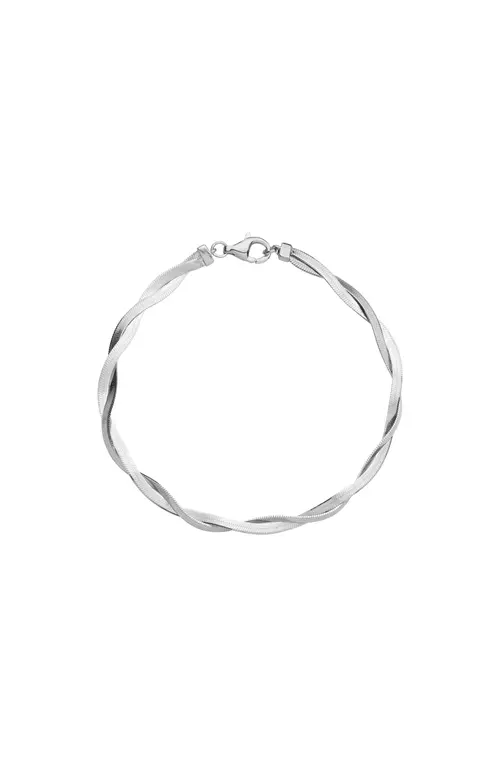 AURATE Herringbone Twist Bracelet - Sterling Silver