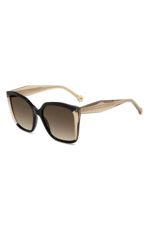 Carolina Herrera Her 57mm Gradient Square Sunglasses - Black Nude/brown Sf
