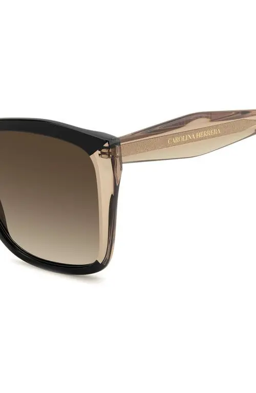 Carolina Herrera Her 57mm Gradient Square Sunglasses - Black Nude/brown Sf