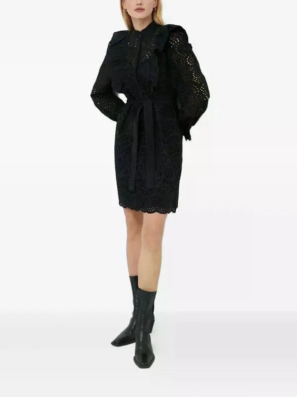 BRUUNS BAZAAR Eyelet-embroidered Ruffle Mini Dress