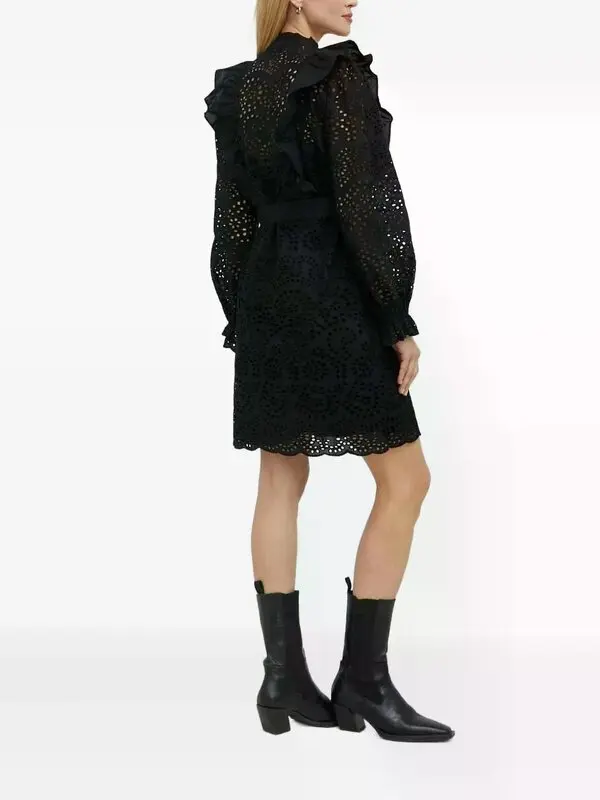 BRUUNS BAZAAR Eyelet-embroidered Ruffle Mini Dress