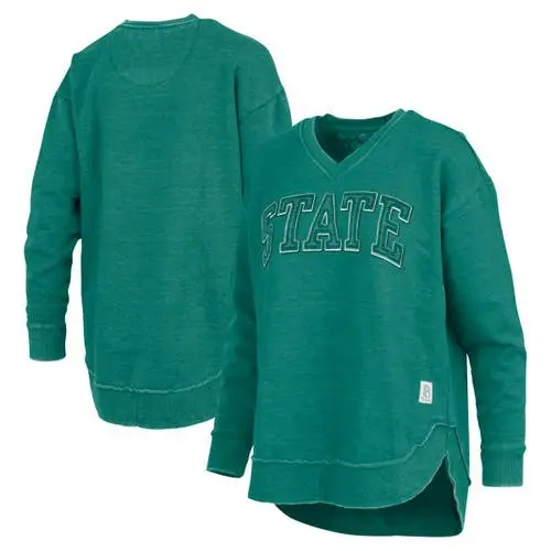 PRESSBOX Michigan State Spartans Westin Poncho V-neck Pullover Sweatshirt