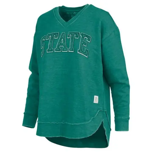 PRESSBOX Michigan State Spartans Westin Poncho V-neck Pullover Sweatshirt