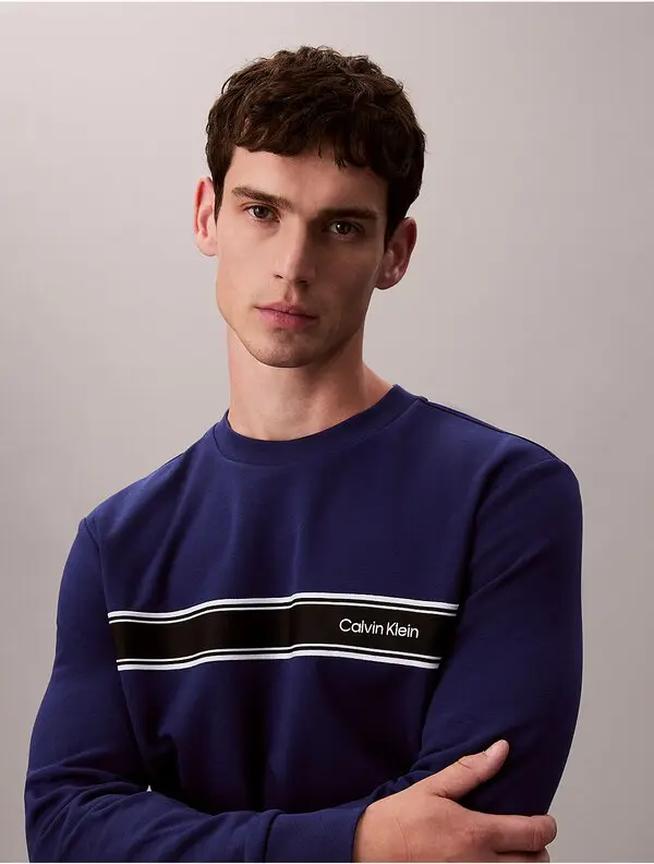 Calvin Klein Fleece Stripe Classic Sweatshirt - Blueprint