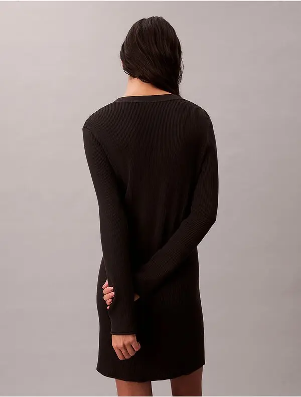 Calvin Klein Cotton Ribbed Knit Duster - Black