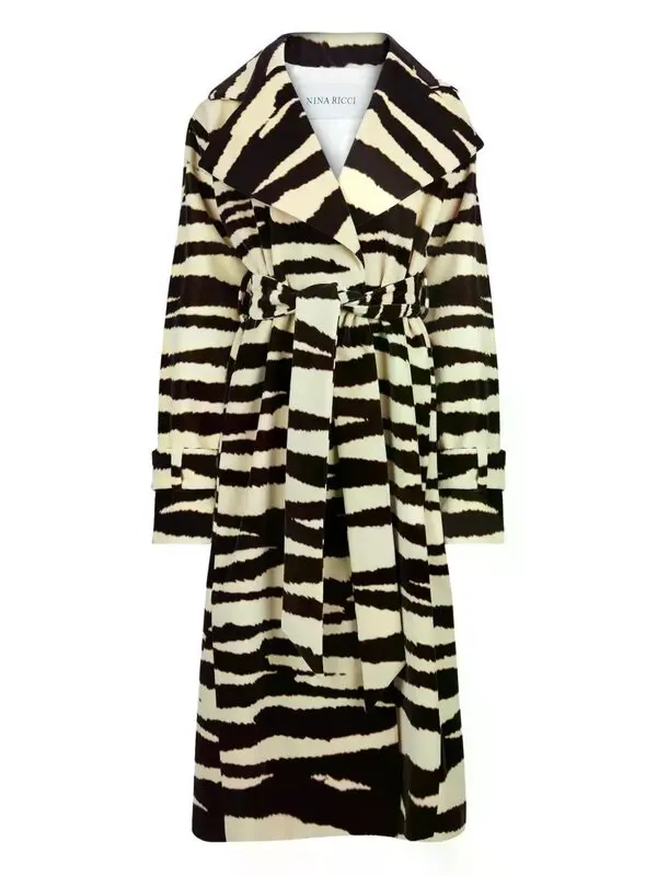 Nina Ricci - Zebra-Print Belted Coat