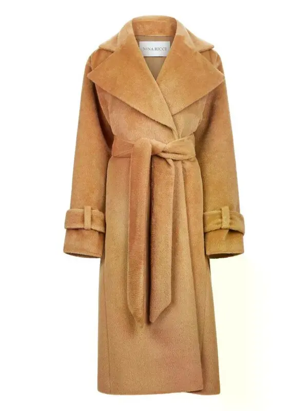 Nina Ricci Belted Brushed Wool Coat