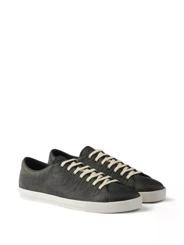 Prada Aged-effect Lace-up Low-top Sneakers - Black