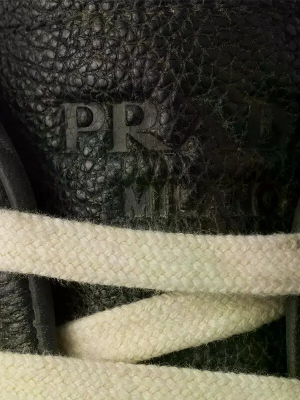 Prada Aged-effect Lace-up Low-top Sneakers - Black