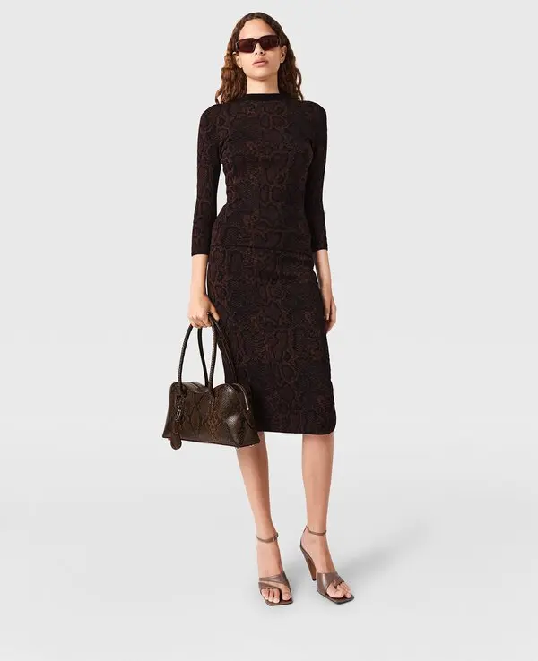 Stella McCartney Snake Print Knit Midi Skirt - Black/brown