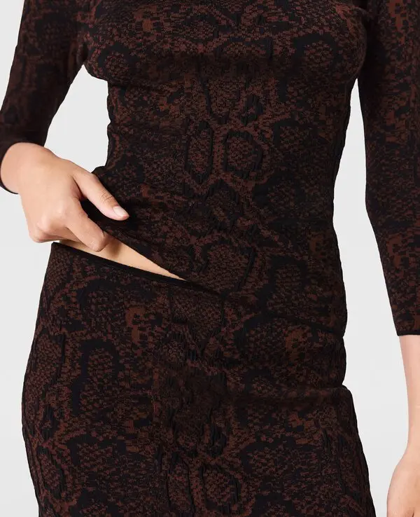 Stella McCartney Snake Print Knit Midi Skirt - Black/brown