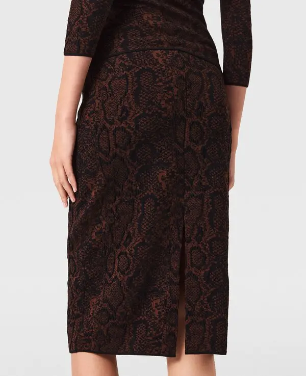 Stella McCartney Snake Print Knit Midi Skirt - Black/brown