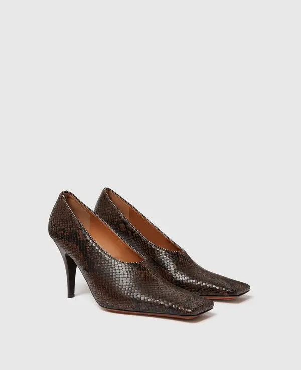 Stella McCartney Square-toe Snake Stiletto Pumps