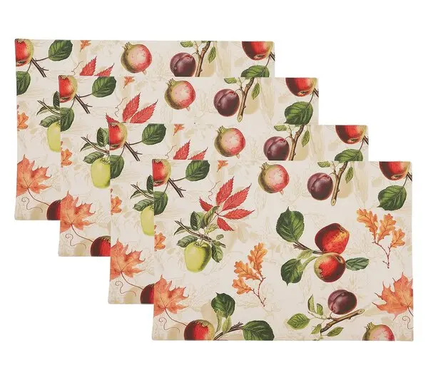 DESIGN IMPORTS Set/4 Orchard Botanical Printed Placemats - One-color