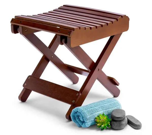 SORBUS Bamboo Folding Step Stool Bench, Shower Nd Bath Chair - One-color