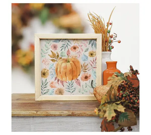 SINCERE SURROUNDINGS 10' Pumpkin Watercolor Lea Ves Rustic Fram
