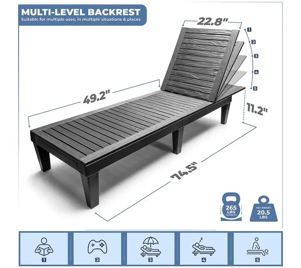 SORBUS Outdoor Folding Chaise Lounge Chair