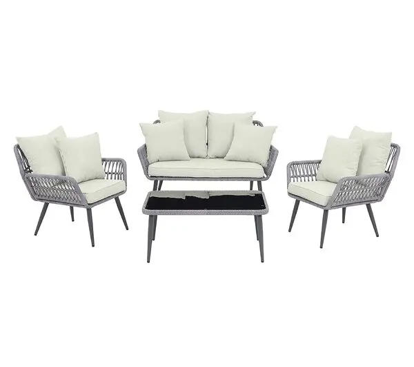 MANHATTAN COMFORT 4-piece Portofino Patio 4- Pe Rson Set - One-color