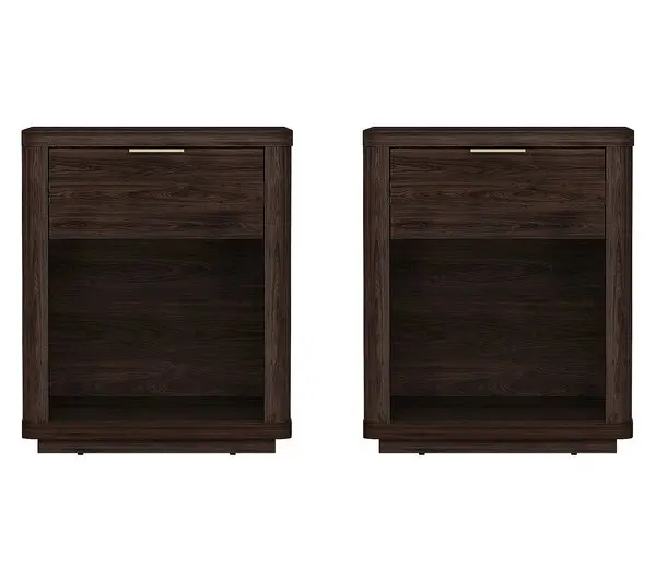 MANHATTAN COMFORT Evelyn Nightstand With 1 Draw Er Set Of 2 - One-color