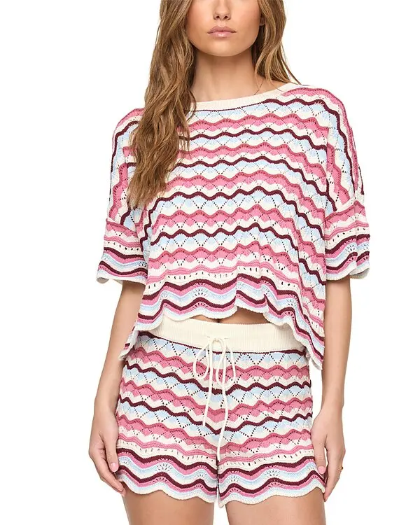 L*Space Sunchaser Scalloped Cover Up Crop Top - Sand In Hand