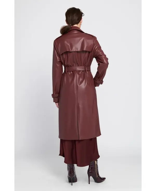 ELLE COLLECTION Faux Leather Trench Coat